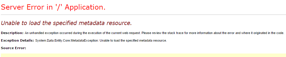 Unable To Load The Specified Metadata Resource Error Web Yazılım Geliştirme Hataları