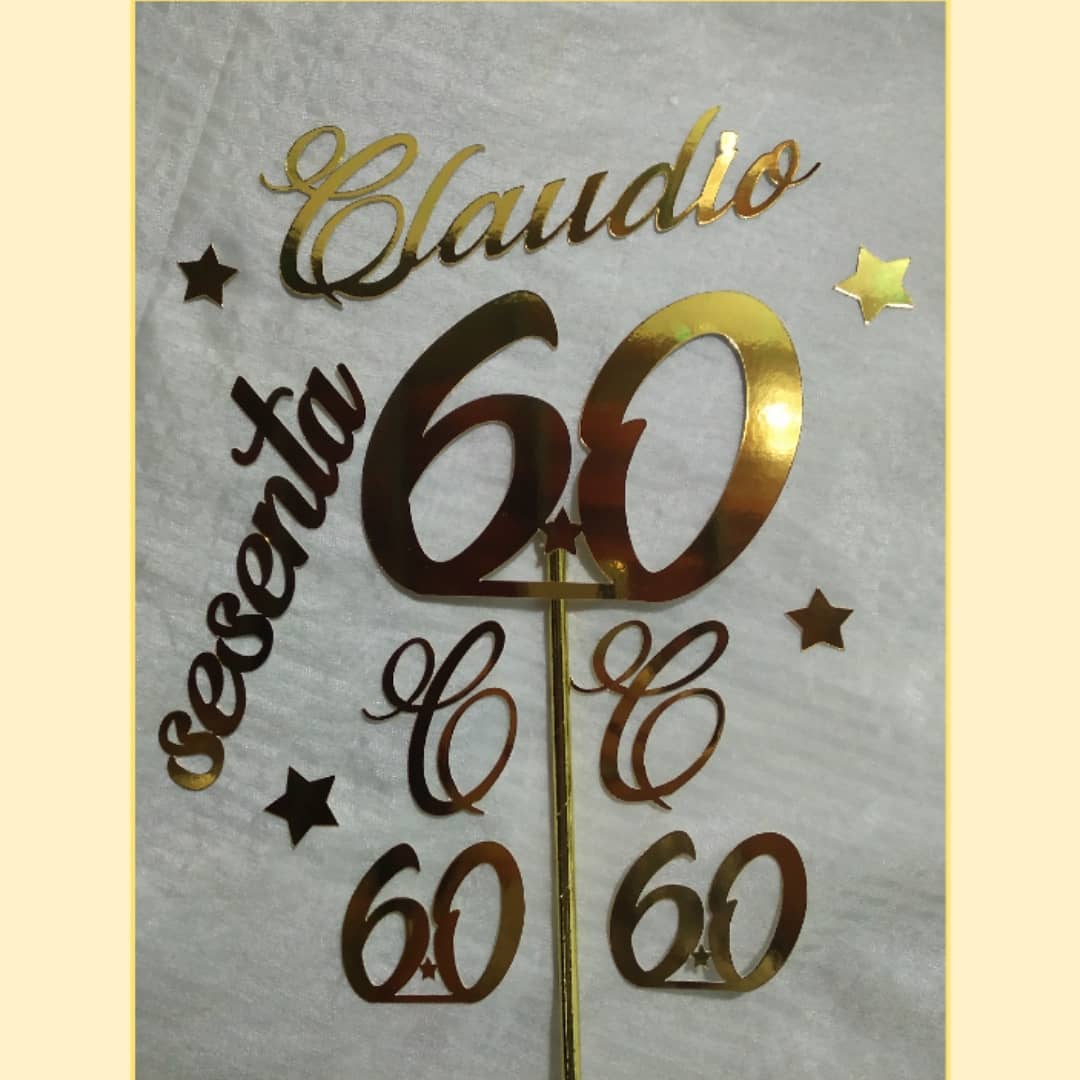 Toppers Metalizados Claudio 60 Años - Mis Toppers Tus Toppers