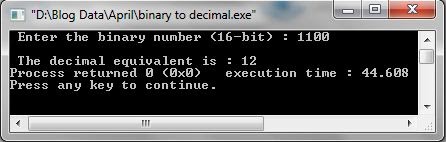Binary to Decimal conversion in C++ | Programs