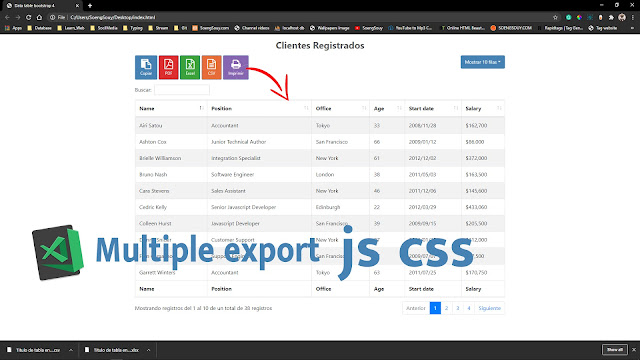 Data Table Bootstrap 4 Multiple Export