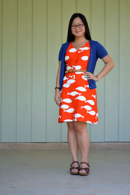 If Grandma wore Jcrew: Vintage fish dress