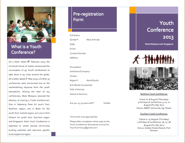 2013 Youth Conferences (West Malaysia): Youth Conference Pamphlet