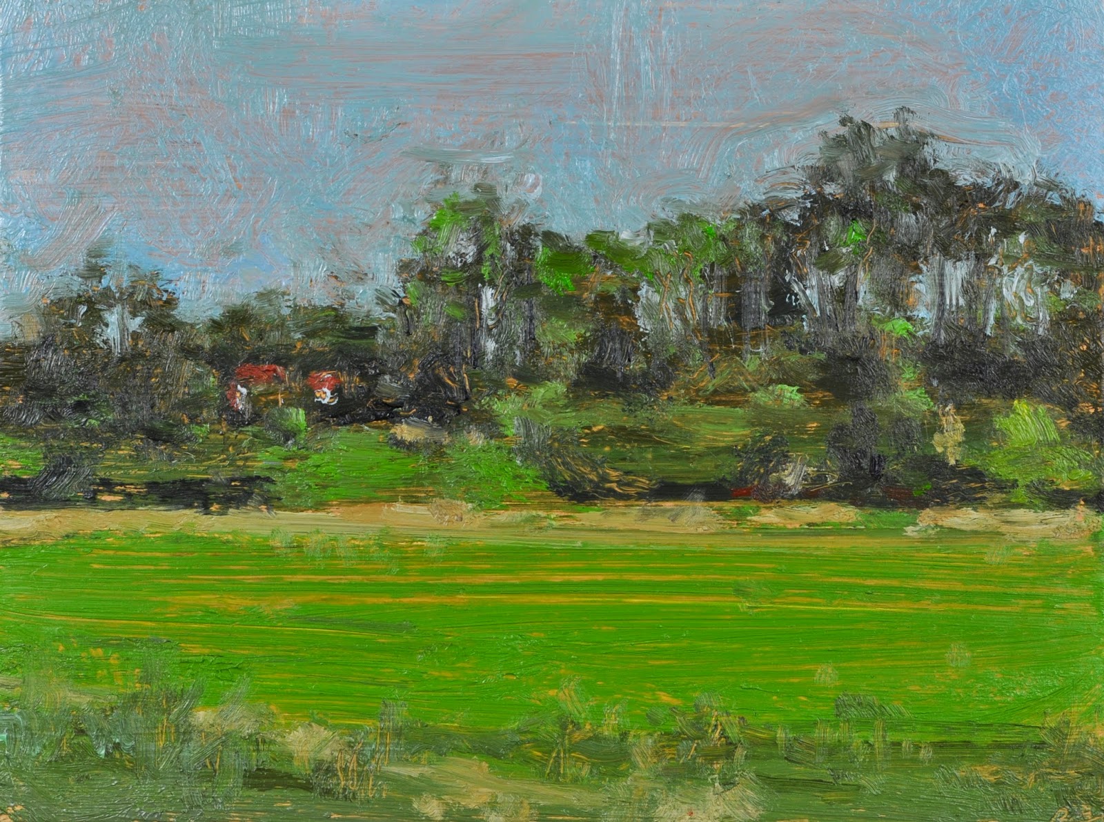 Raymond Berry: View from 626, July 25, 2014, Oil on Panel, 6" x 8"