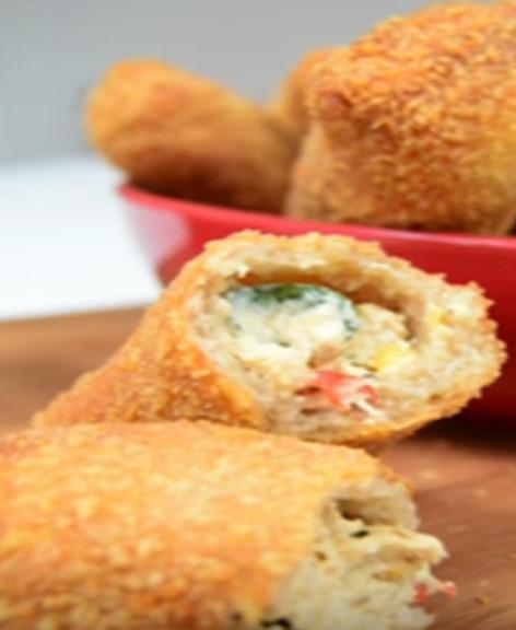 Chicken Cheese Bread Roll Recipe - Yummy Traditional