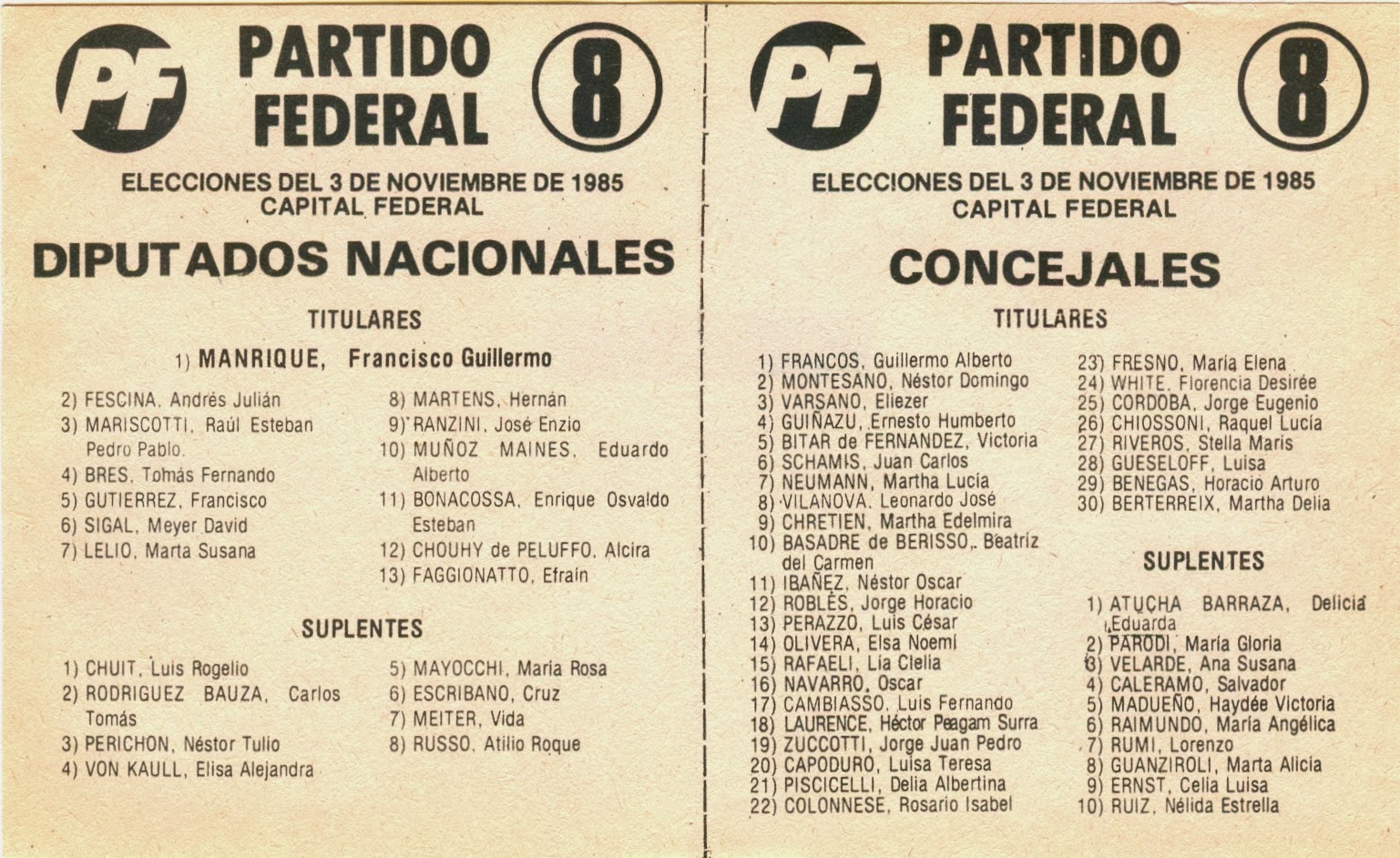 YO NO LAS VOTE: Elecciones 03-11-1985 Diputados Nacionales - Consejales ...