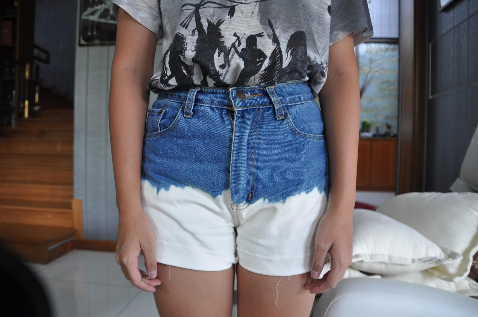 Loved Material: DIY Bleached High Waisted Denim Shorts