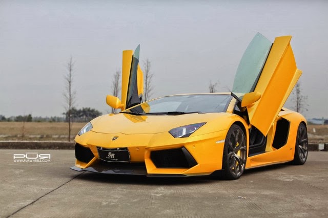 The Gear Shift: Bright Yellow Lamborghini Aventador on Bronze PUR Wheels