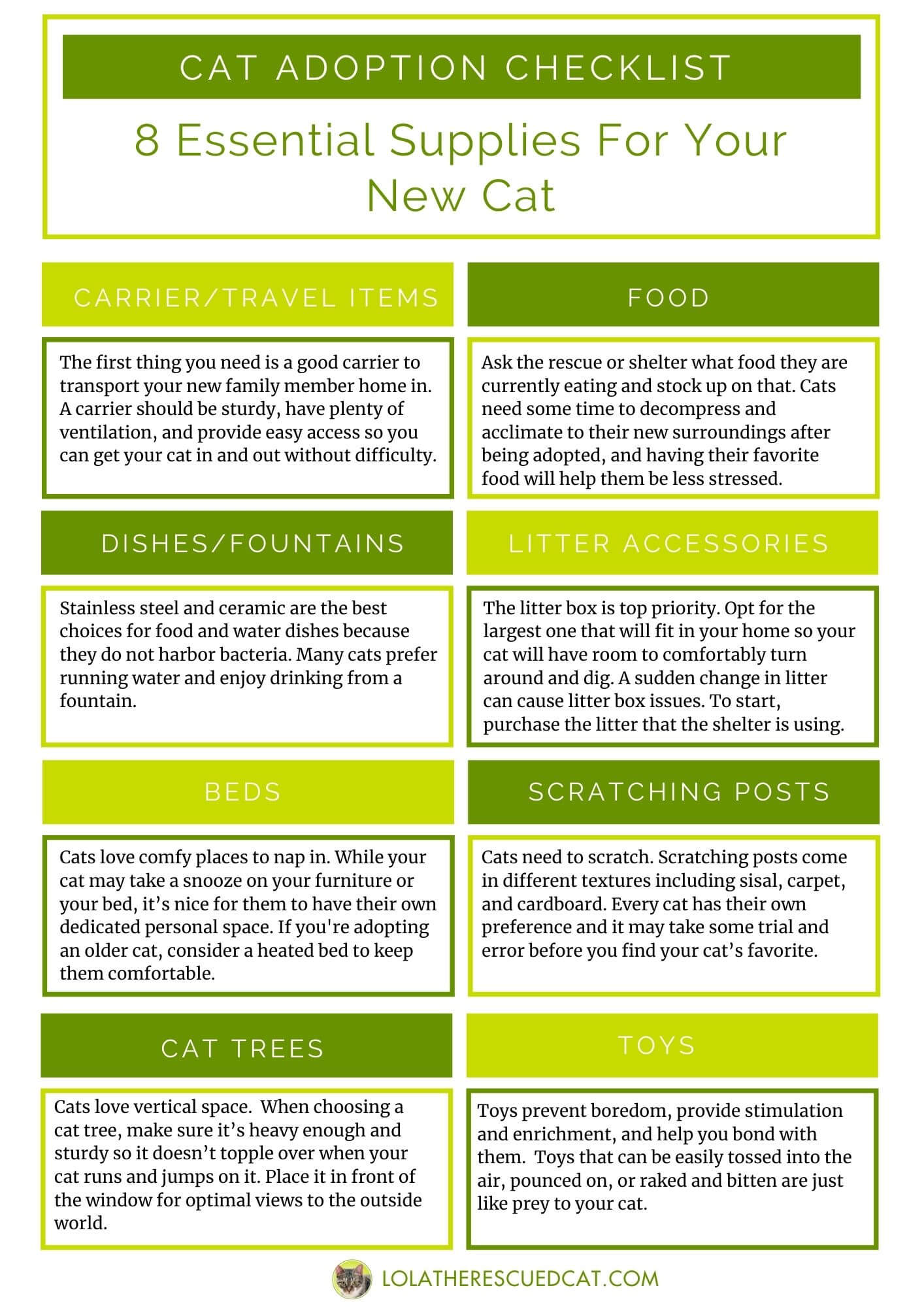 Cat Adoption Checklist – 8 Essential Supplies for Your New Cat | Lola ...