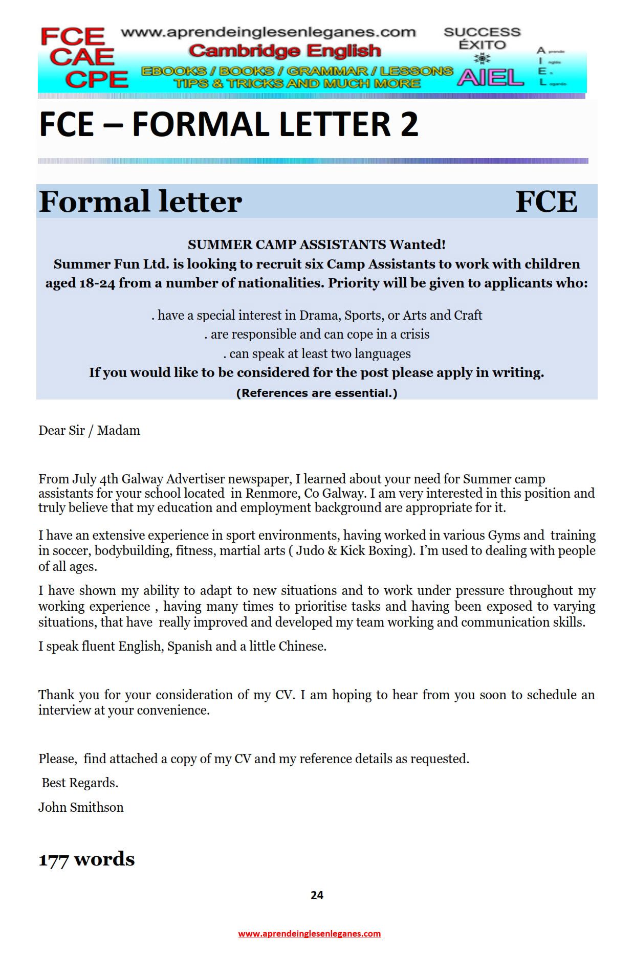 Formal Letter Cae - Formal Letter