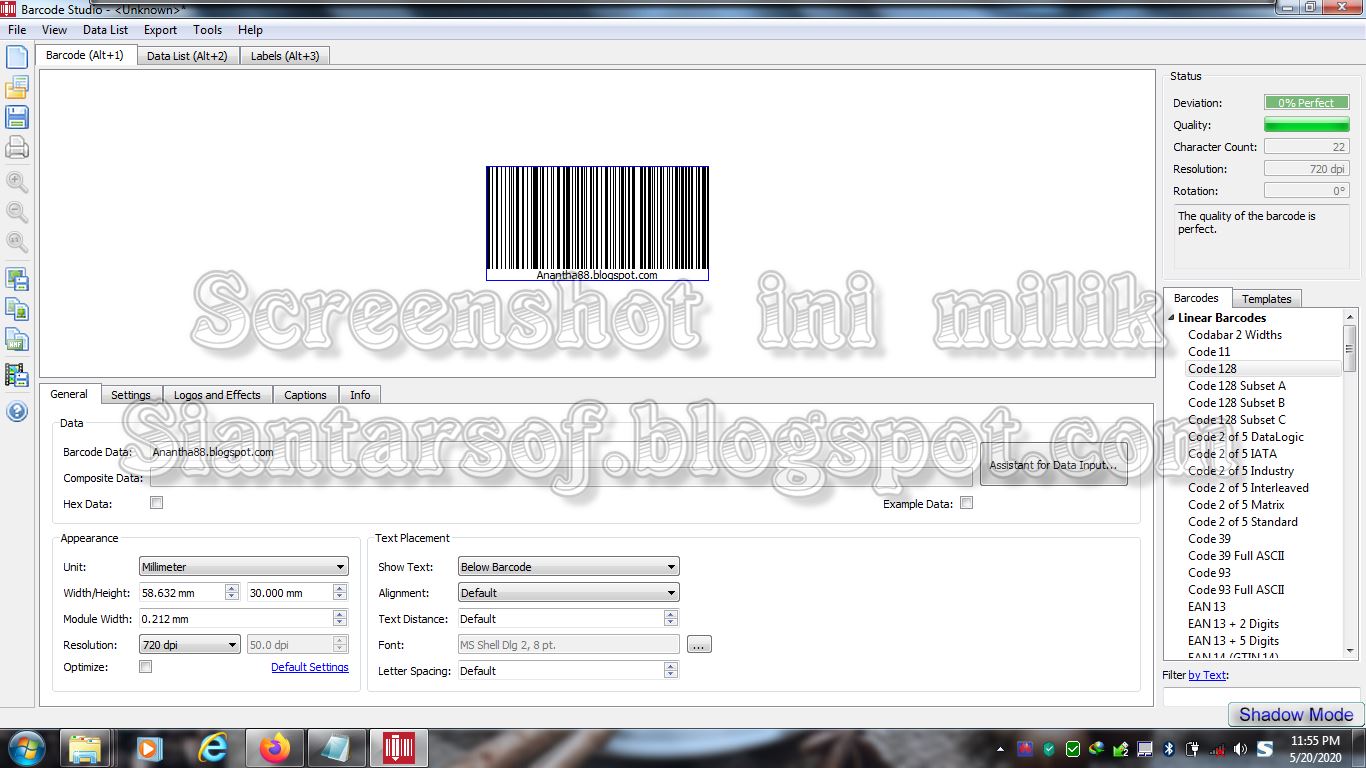 Siantarsof: TEC-IT BARCODE STUDIO 16.2.0.26052