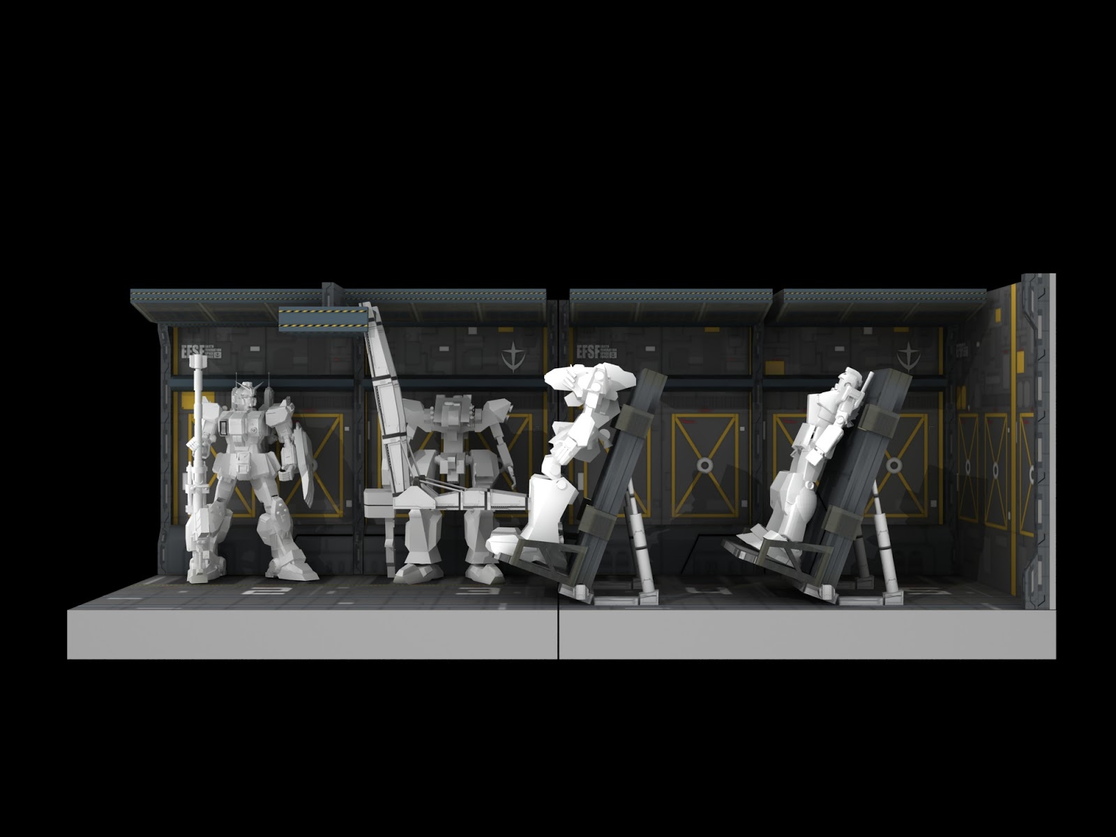 paperhobby: GUNDAM HANGAR 1:144 SCALE PAPERMODEL