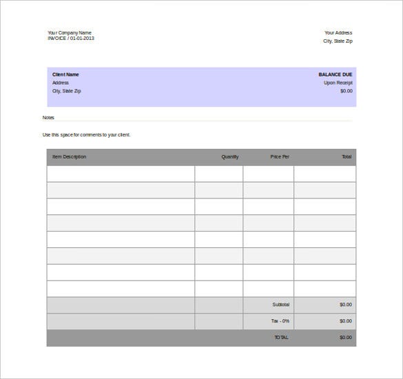Free Blank Word Document - Invoice Template