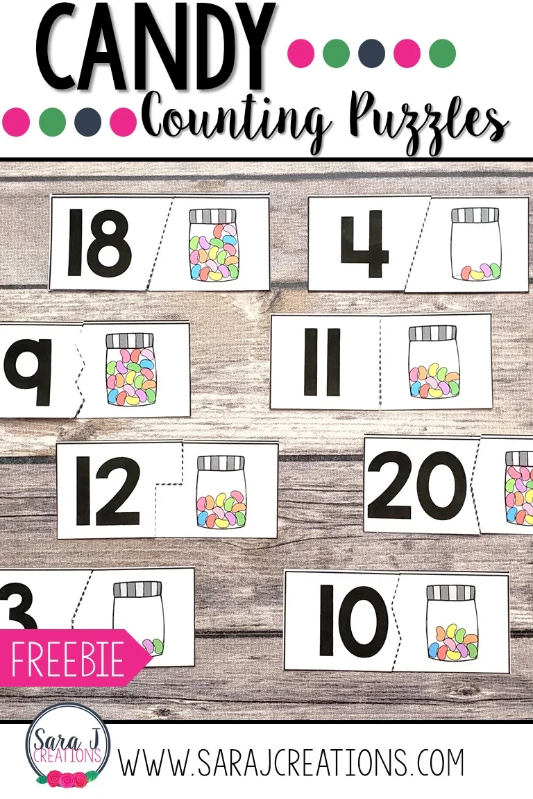 Candy Counting (Numbers 1-20) Free Puzzles | Sara J Creations