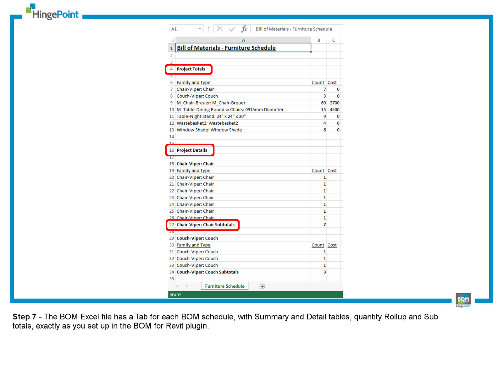 Revit Add-Ons: BOM to Excel Version 2.1