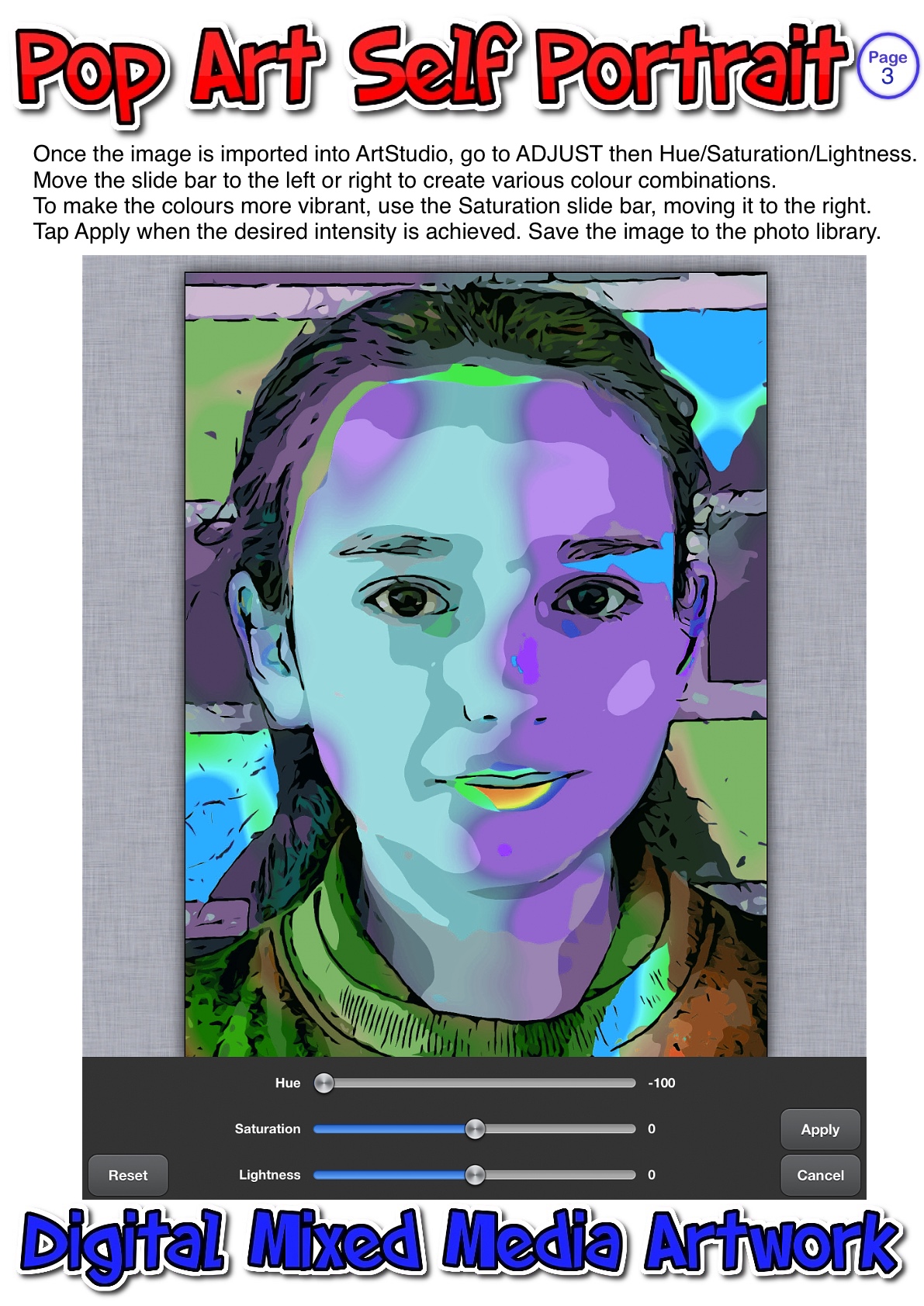 POP ART SELF PORTRAIT - Digital Mixed Media Artwork - All Instructions