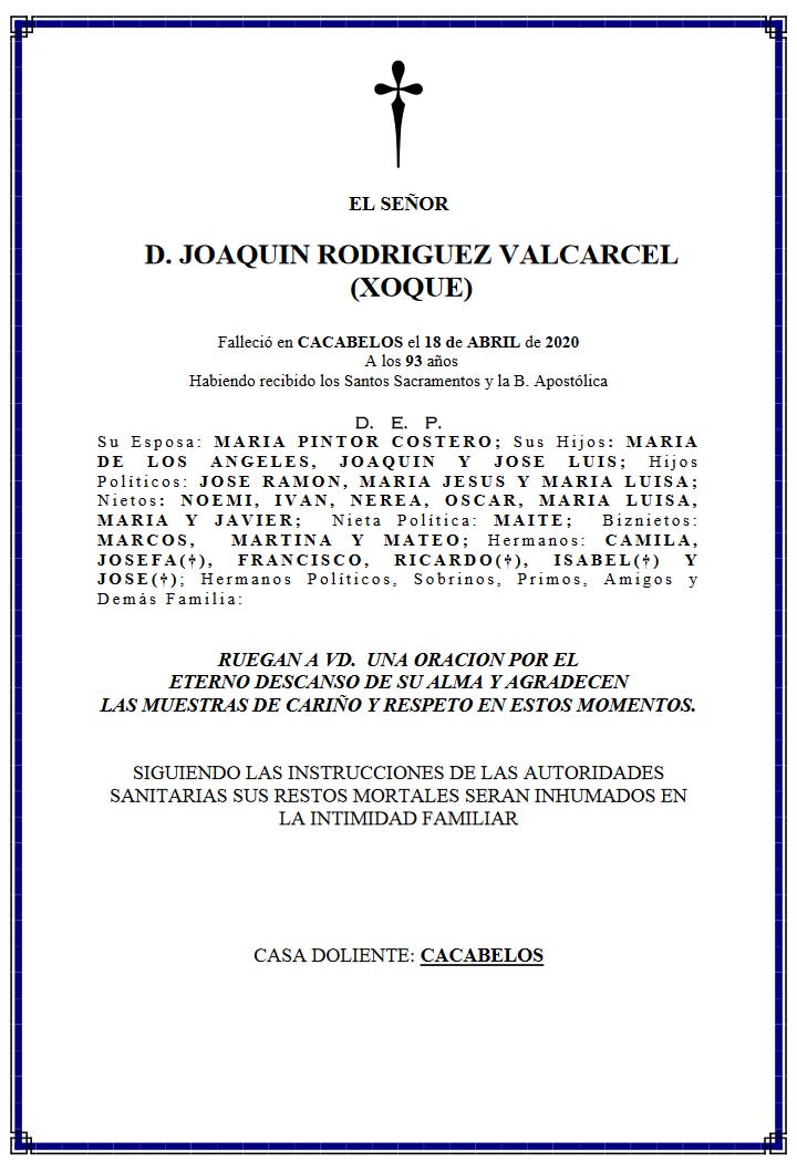 Castroventosa: R.I.P. Joaquín Rodríguez Valcarcel (Xoque)