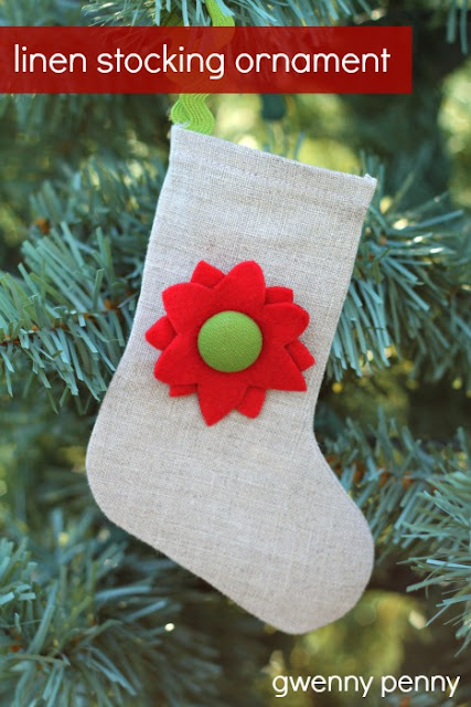 Gwenny Penny: Holiday Bake, Craft & Sew Along: Linen Stocking Ornament