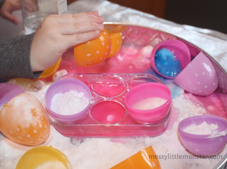 Fizzy Egg Baking Soda and Vinegar Reaction - Messy Little Monster