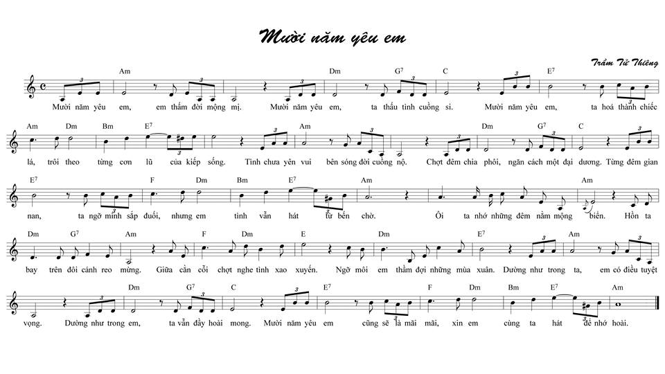 SHEET MUSIC FREE - Sheet PIANO FOR YOU ~ MƯỜI NĂM YÊU EM