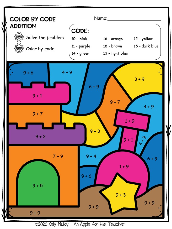 An Apple For The Teacher: Summer Color By Number