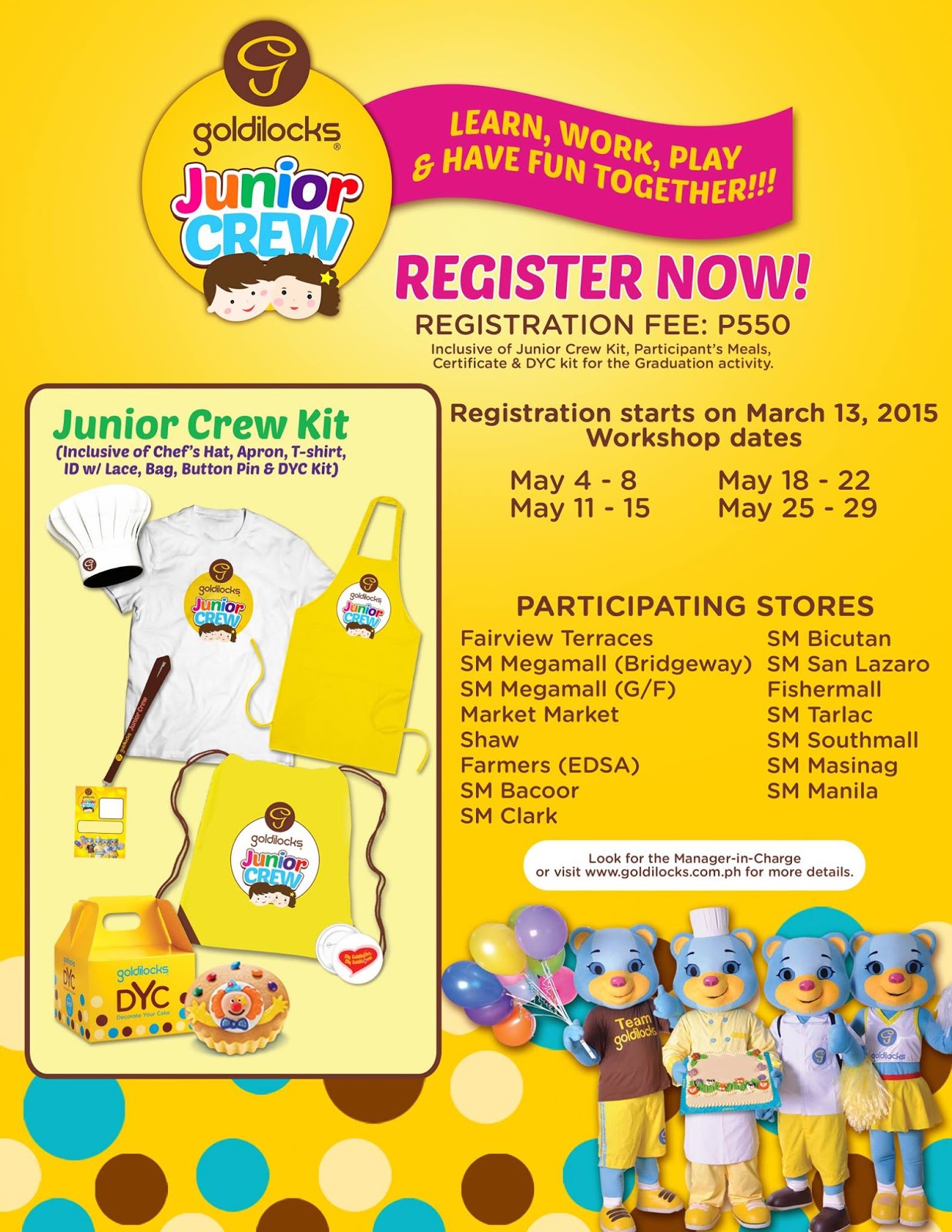 i learn i share: Goldilocks Junior Crew Summer Workshop for Kids