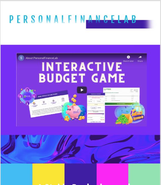 A Stable Beginning: Personal Finance Lab: Interactive Budget Game and ...