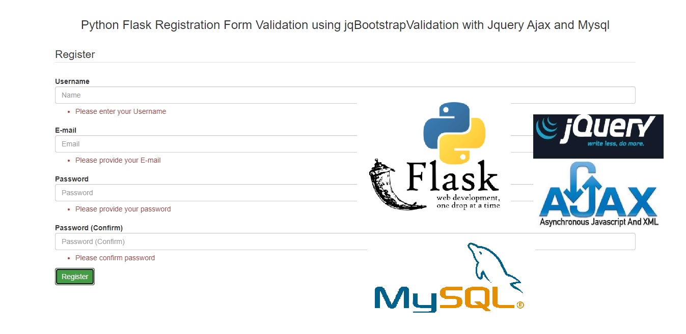 Python Flask Registration Form Validation using jqBootstrapValidation ... Python Flask Registration Form Validation using jqBootstrapValidation ...