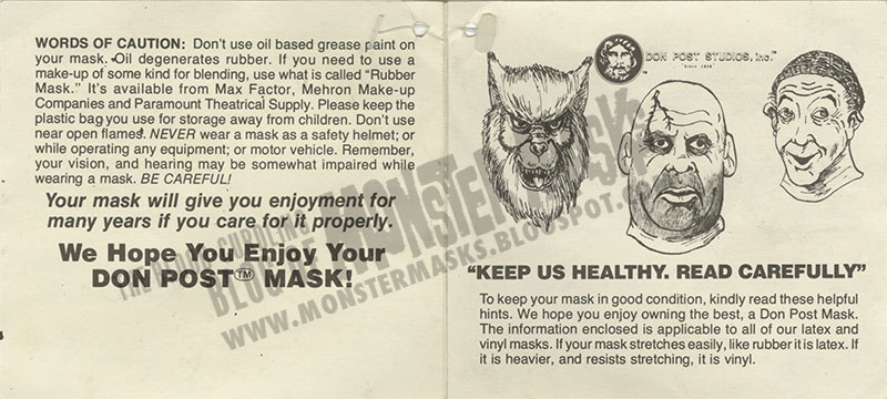 1980s Don Post Studios Mask Tags | Blood Curdling Blog of Monster Masks