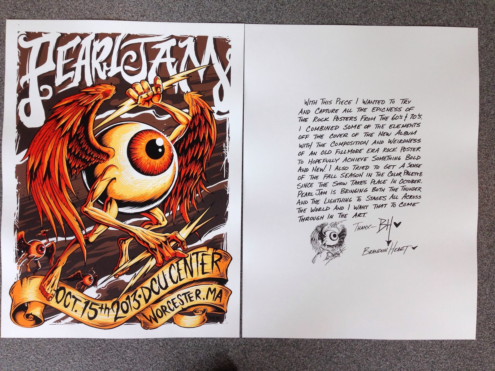 INSIDE THE ROCK POSTER FRAME BLOG: Pearl Jam Brandon Heart Worcester ...