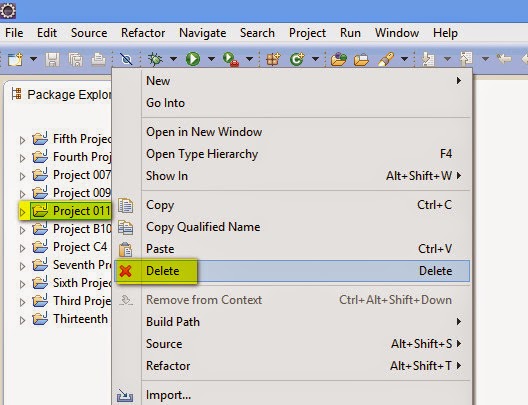 Selenium By Arun 163 Deleting The Java Project From Eclipse Ide Workspace Path