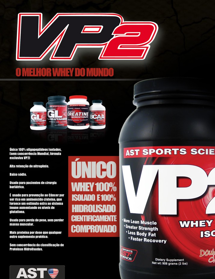 EMANUEL SUPLEMENTOS: VP2 Whey Protein Isolado (908g) - AST Sports