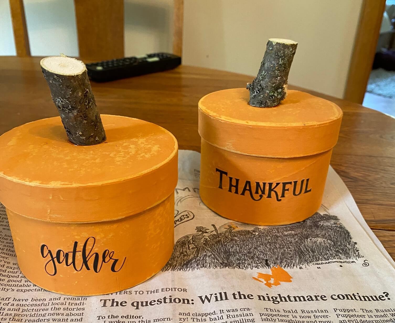 Dollar Tree Round Craft Box Pumpkins - Organized Clutter