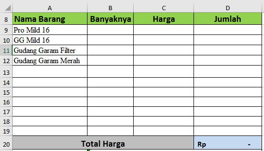 Cara Membuat Nota pada Ms.Excel