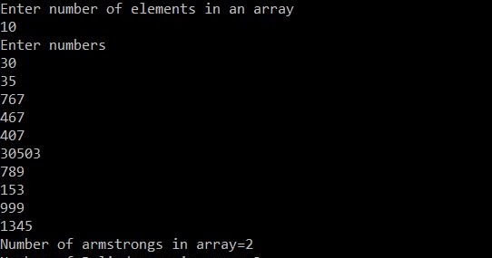 All C Programs: To Count Number of Armstrong and Palindrome in an array