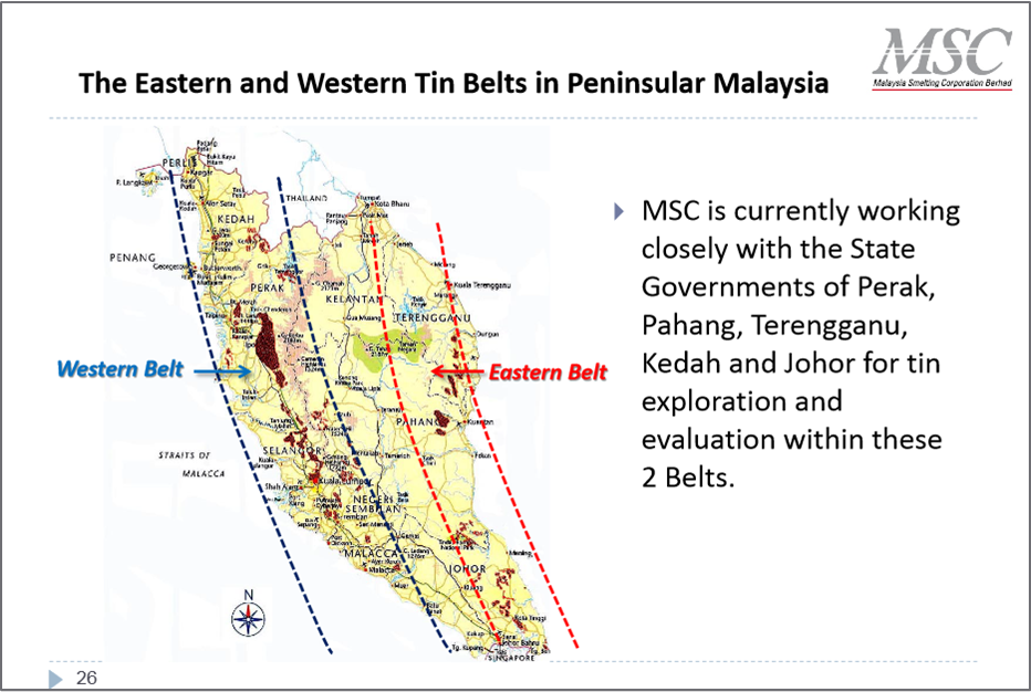 Malaysia Mining: Tin Belts in Malaysia