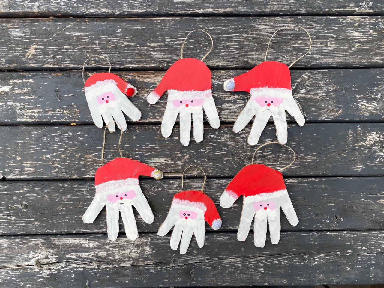 Polka-Dotty Place: DIY Santa Hand Print Ornaments