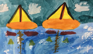 Art Room Blog: 4th Grade Water Reflections of Sailboats...
