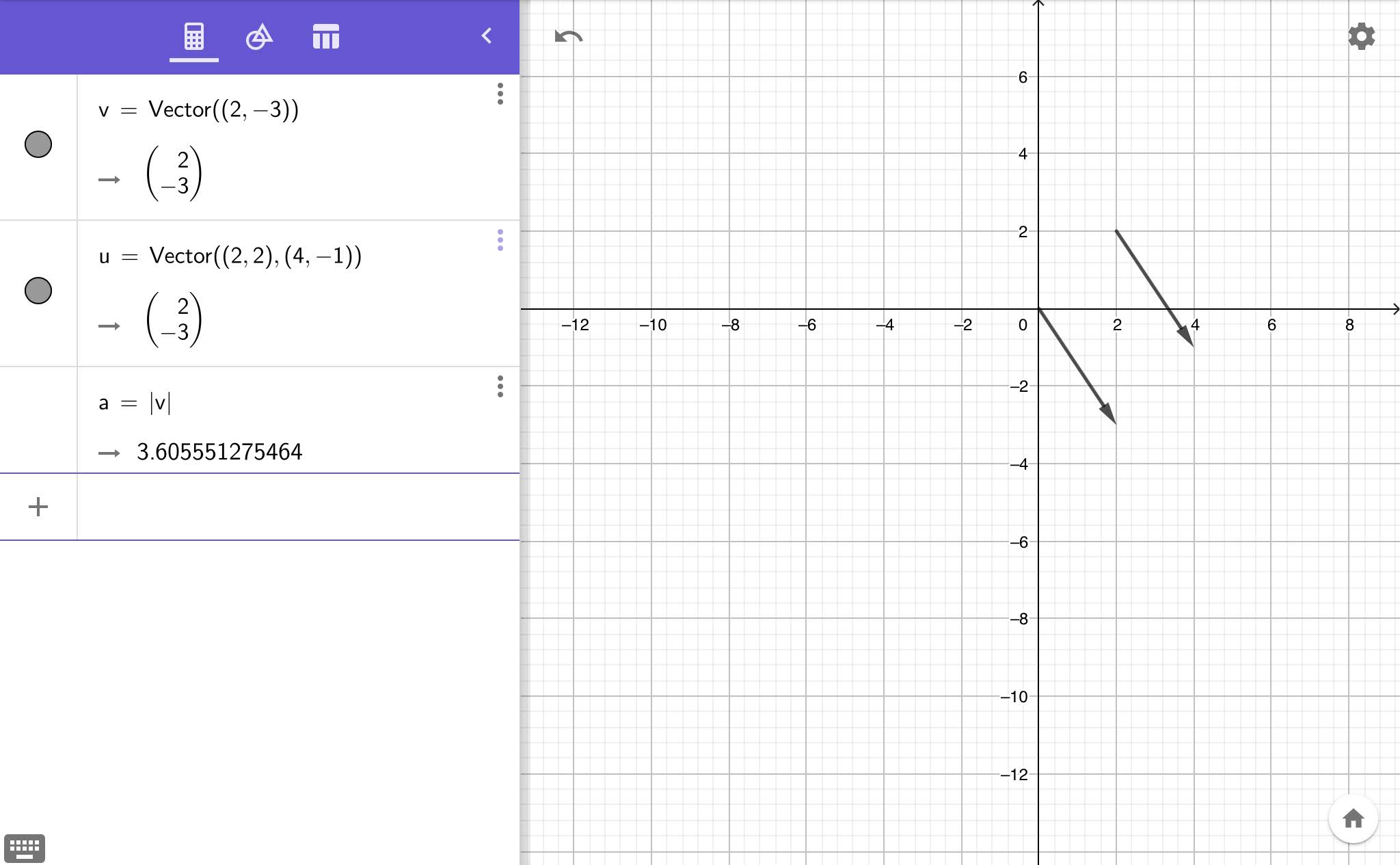 How to draw Vectors in Geogebra