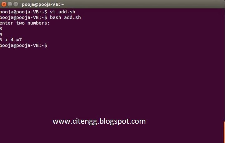 Shell Program Addition Of Two Numbers Computer And Information Technology Notes
