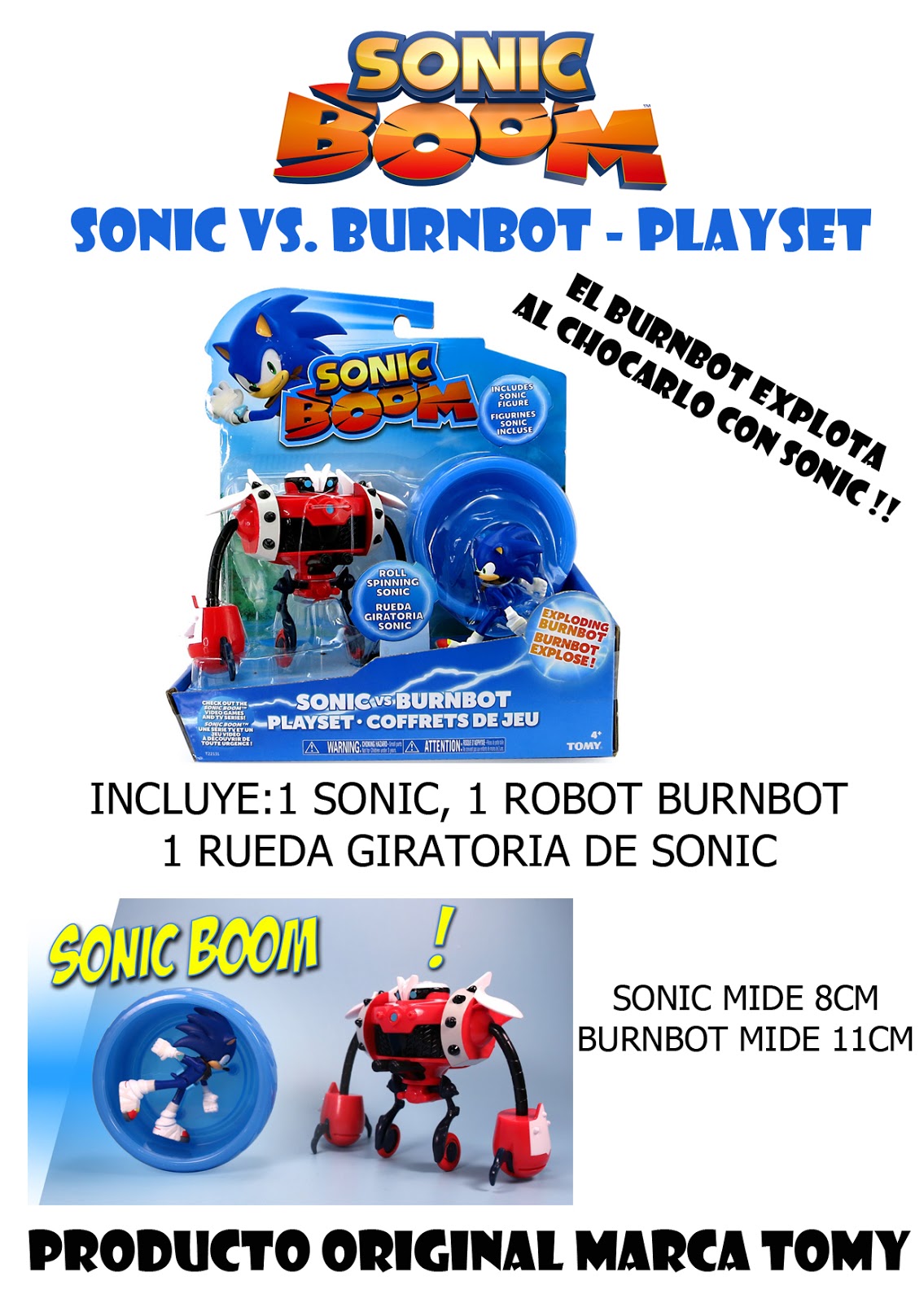 Juguetería León: MUÑECO SONIC BOOM VS BURNBOT PLAYSET ORIGINAL TOMY