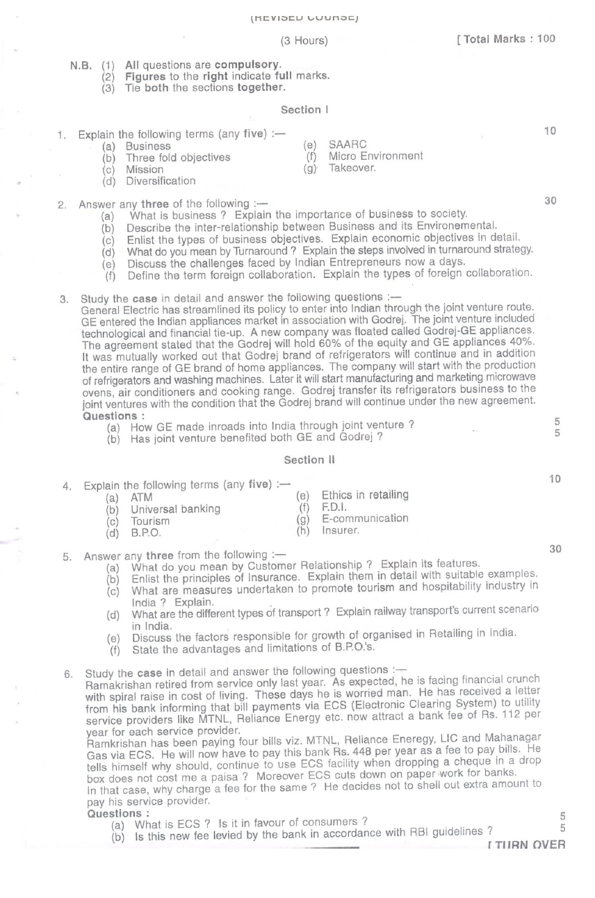 [Revised Version] Mumbai University M.Com Part I Commerce Paper I 2012 ...