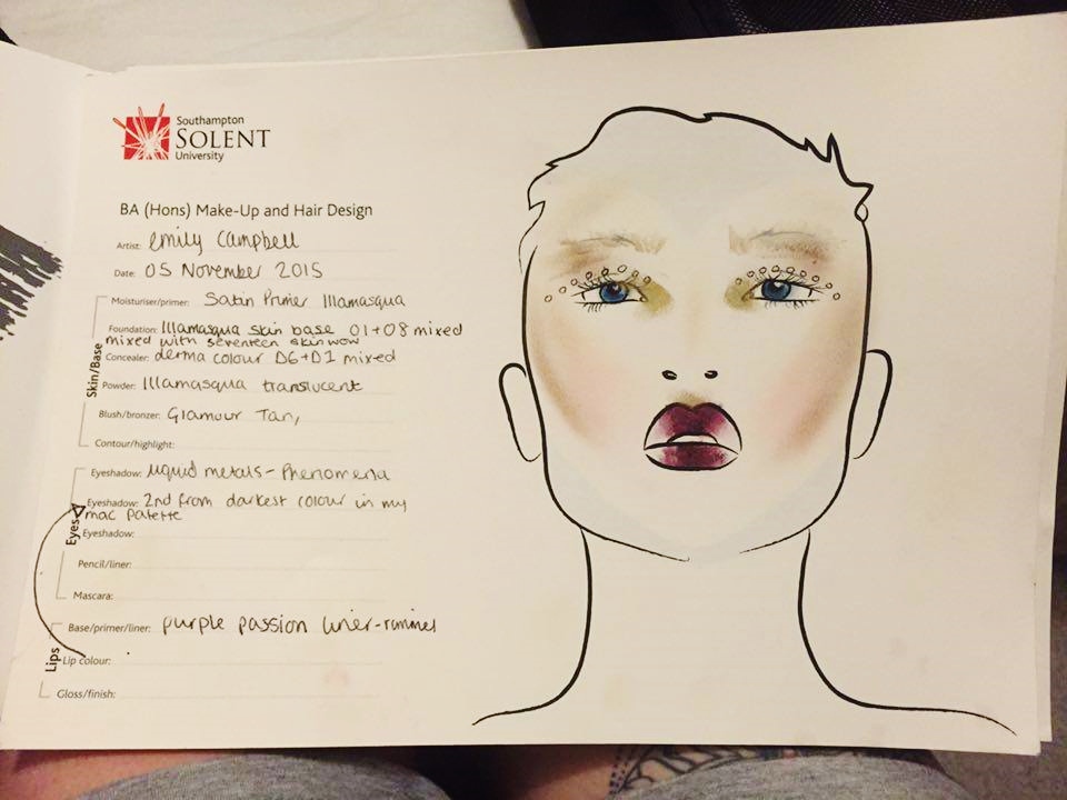 Emily Campbell Fundamentals of Makeup : FINAL DESIGN FACE CHARTS