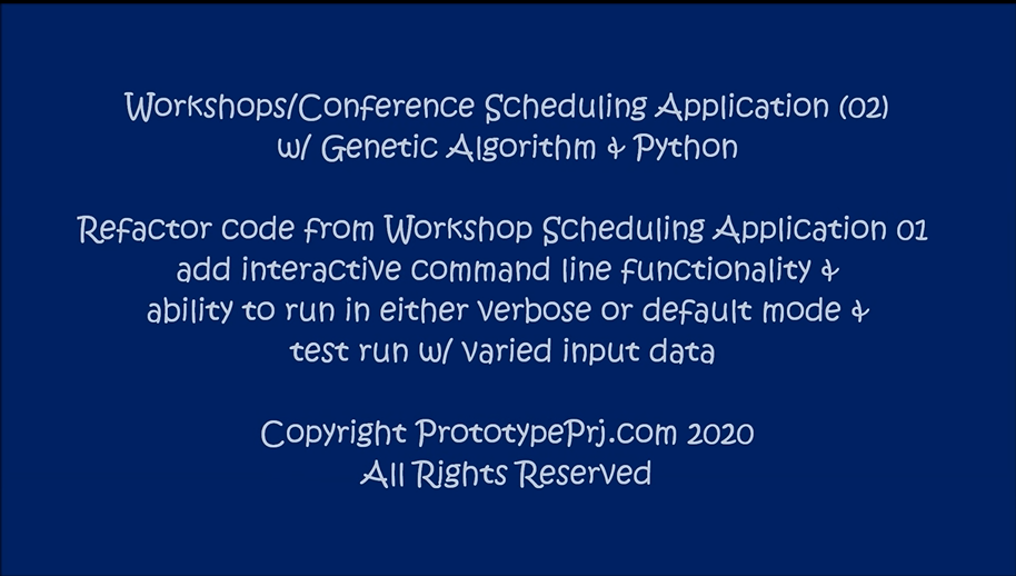 Prototype Project: workshops/conference scheduling w/ genetic ...