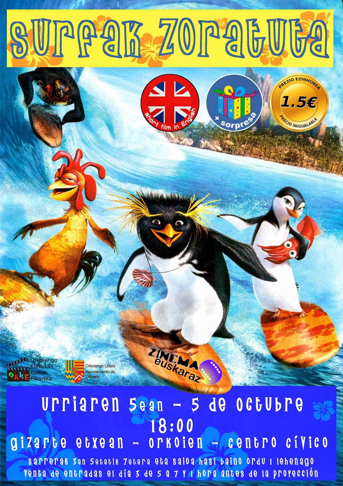 HAURRENTZAKO ZINEA "SURFAK ZORATUTA" CINE INFANTIL EN EUSKERA