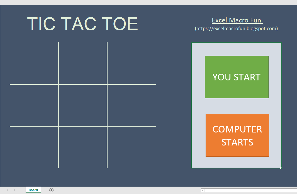 Excel Macro Fun Excel Tic Tac Toe