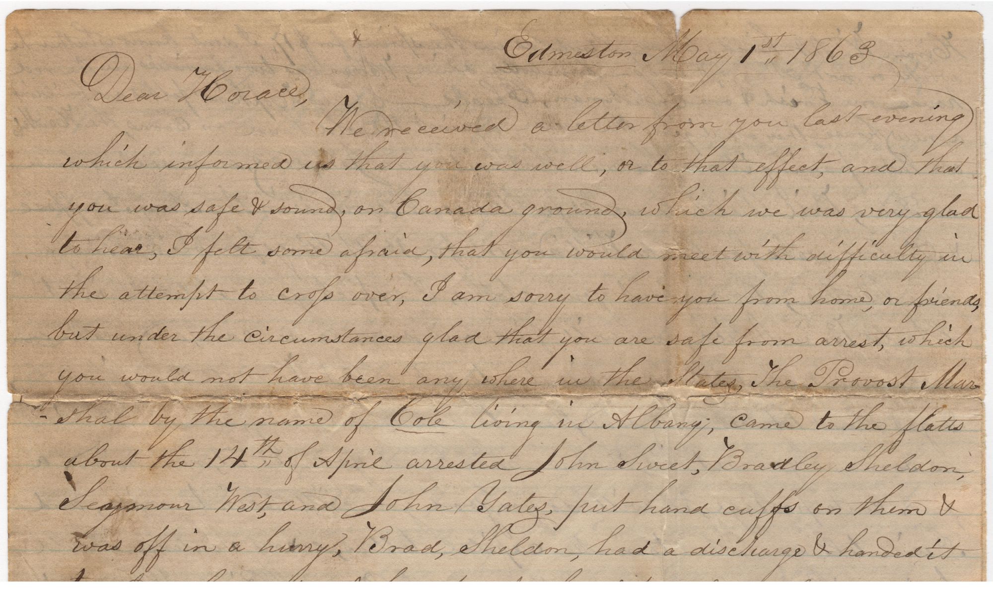 Civil War Letters ~ Thankyou Letter