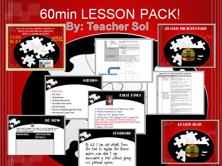 FUNSHINE: Special Education: Main Idea and Supporting Details Lesson Plan
