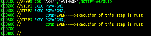 MAINFRAMES....: COND parameter