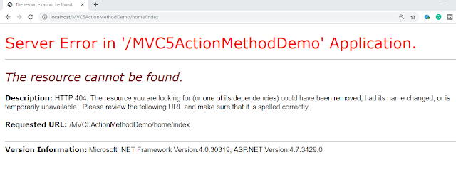 Action Method In ASP.NET MVC 5 ~ Programming With Shri