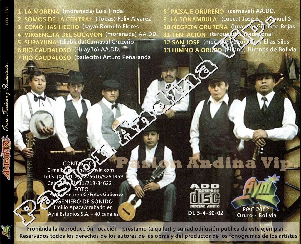 PASION ANDINA VIP. : ANDINO 2002 - Oruro Tradicion y Sentimiento Wav ...